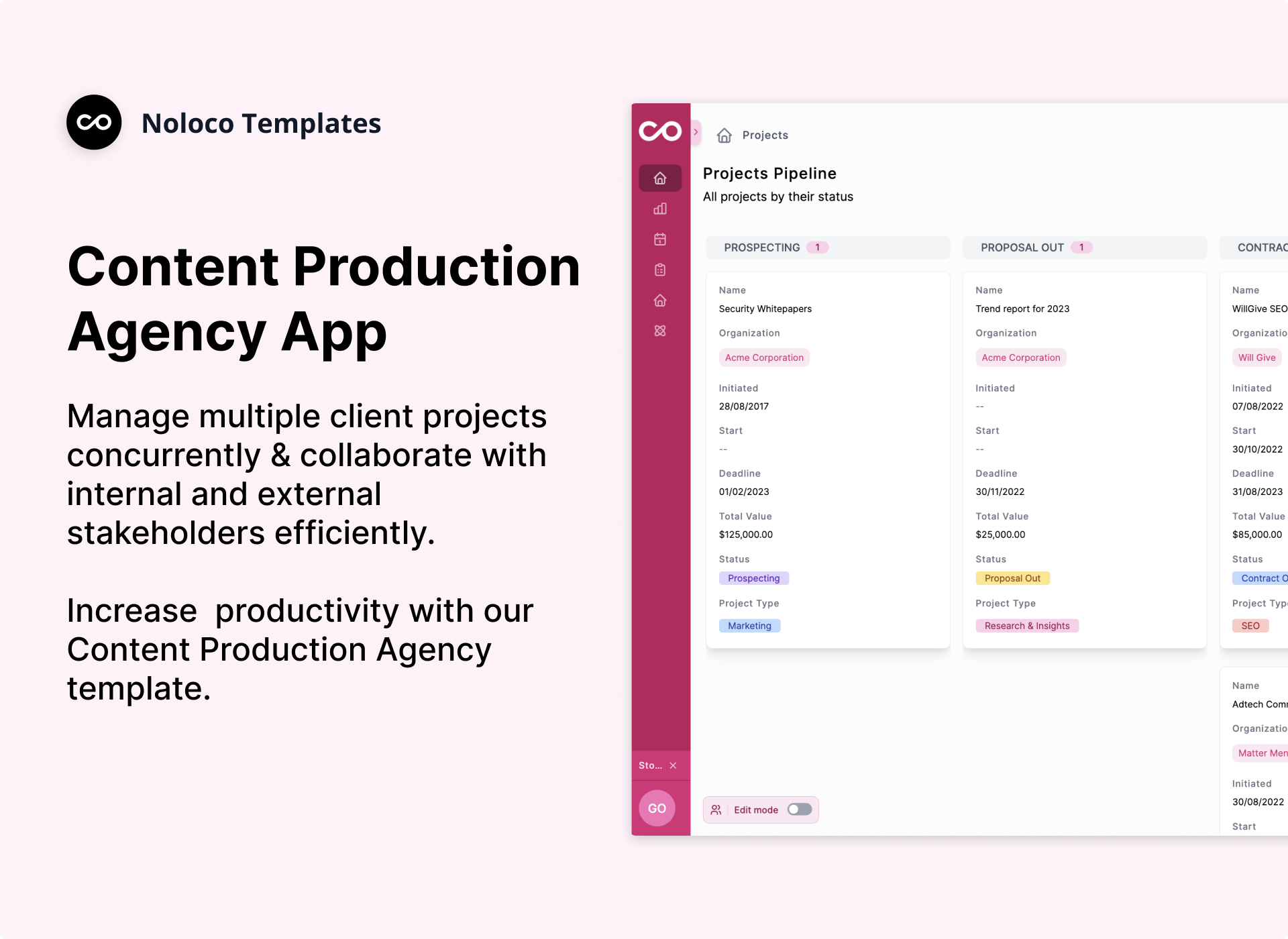 Content Production App - Noloco Templates Content Production App - Noloco Templates